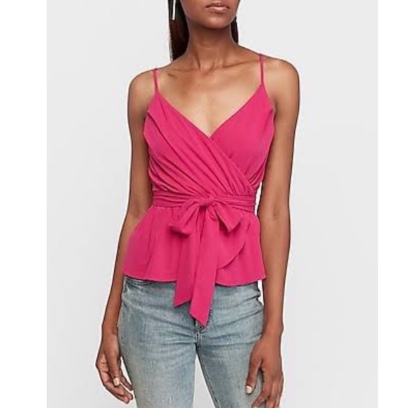 Express | Tops | Express Pleated Wrap Front Peplum Cami | Poshmark